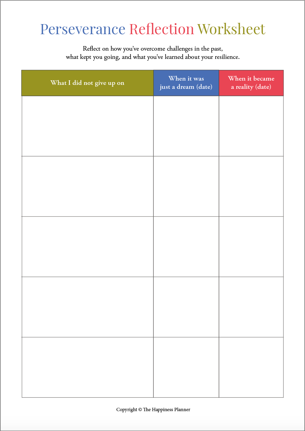 Printables: #Perseverance – The Happiness Planner®