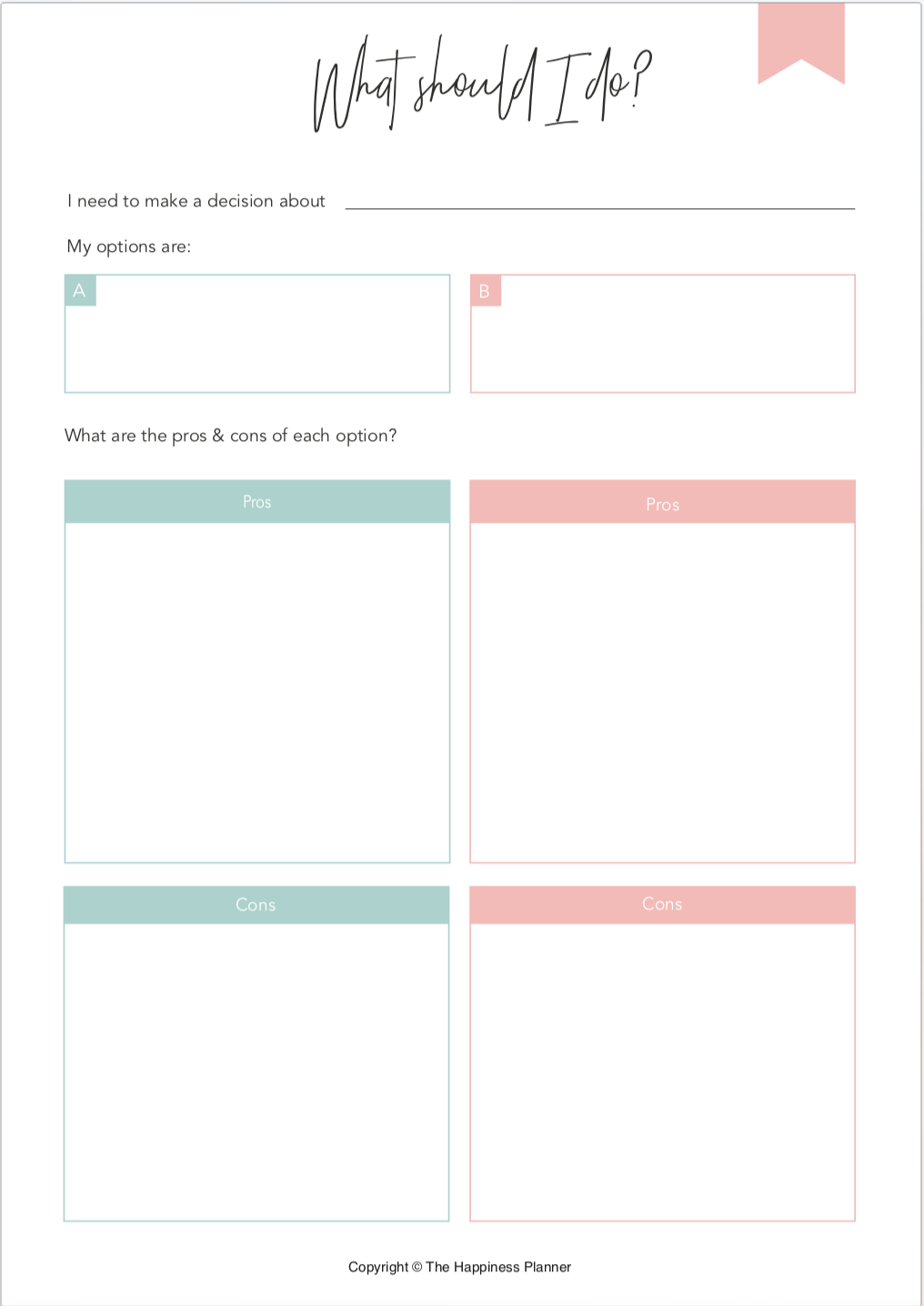 Pros And Cons Worksheet Engineering A Solution: Comparing Pros And