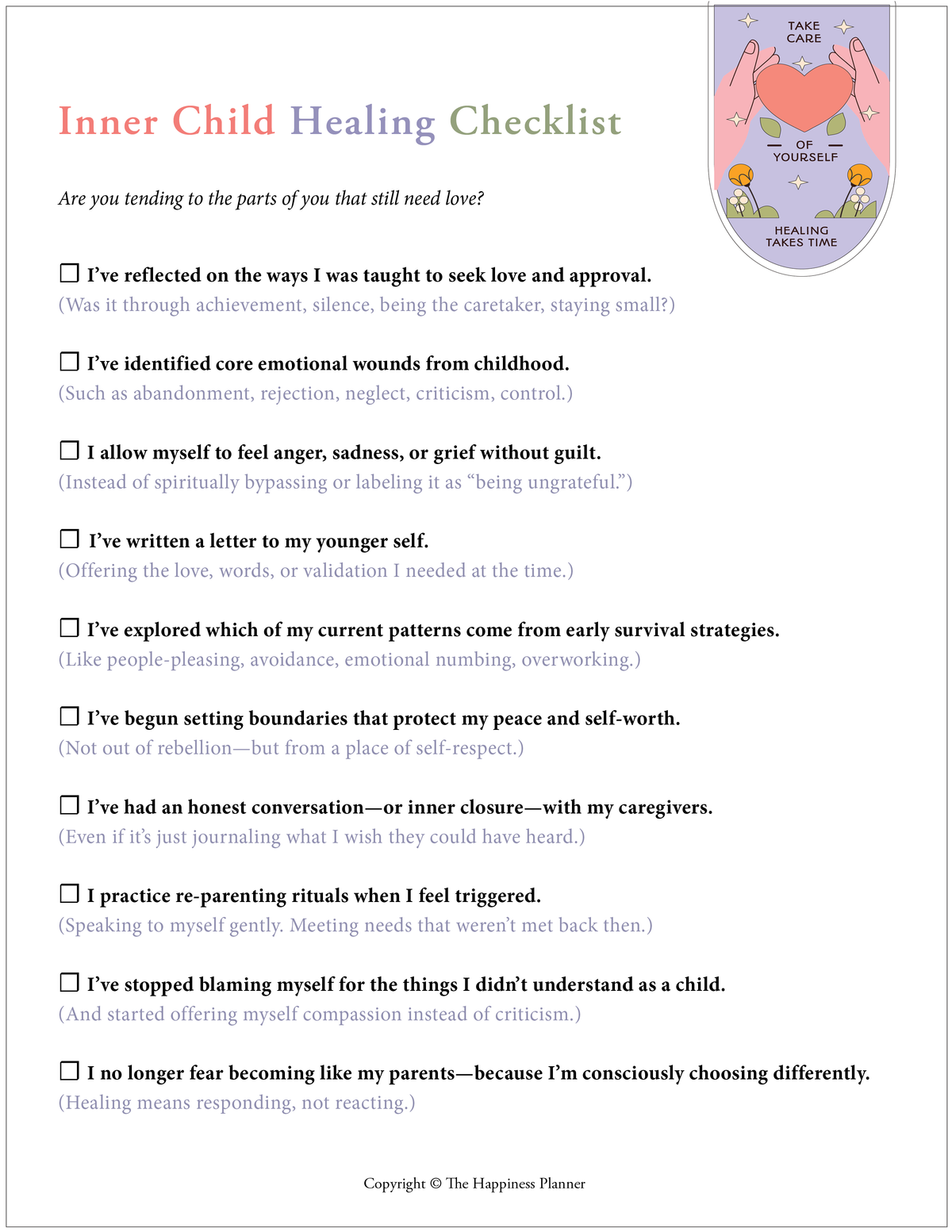 Printable: Inner Child Healing – The Happiness Planner®