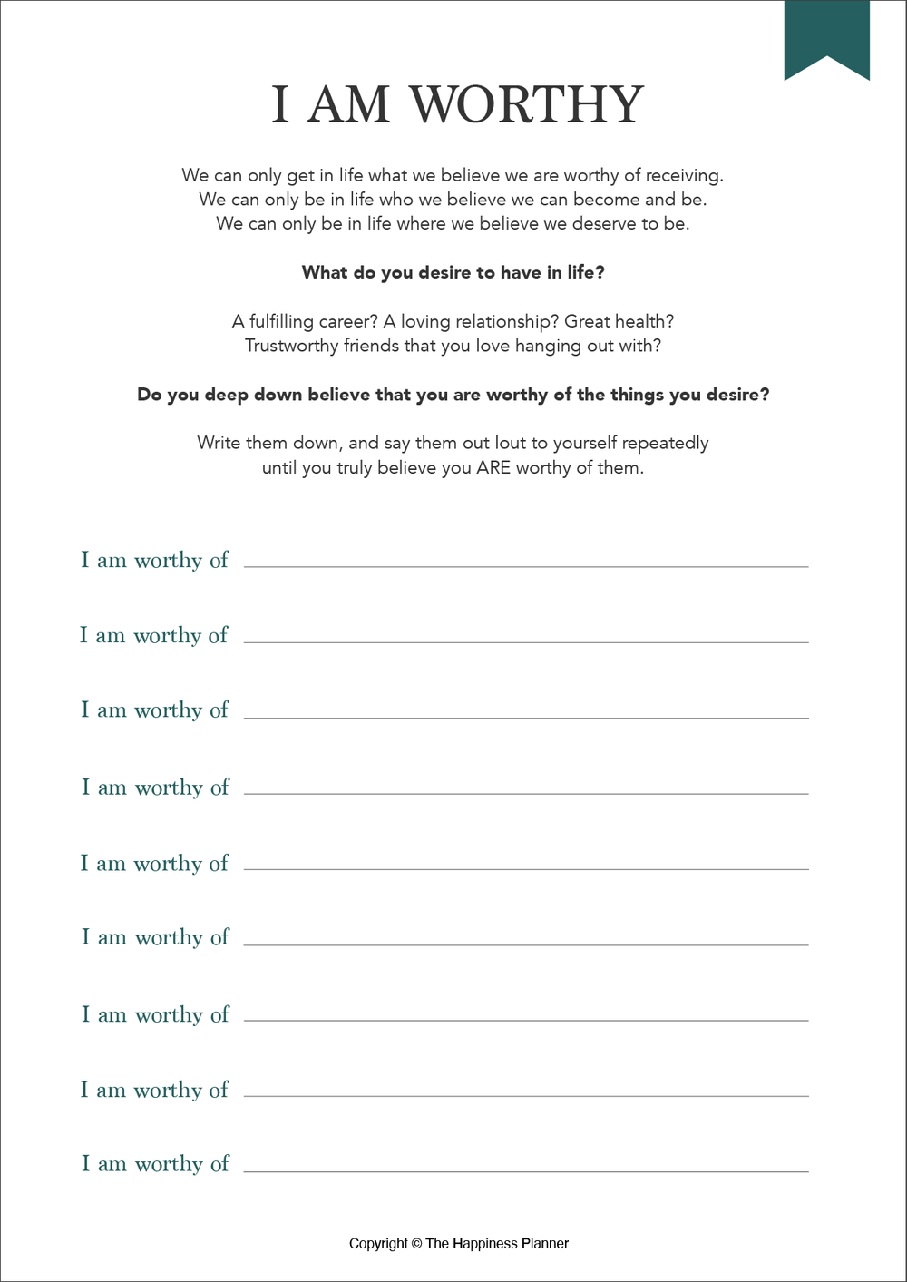 I'm Worthy Journal – The Happiness Planner®