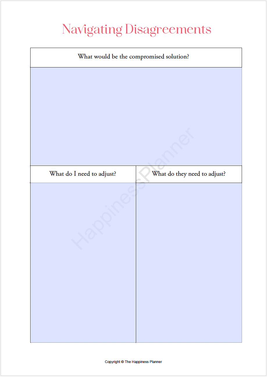 Printable: Navigating Disagreements – The Happiness Planner®