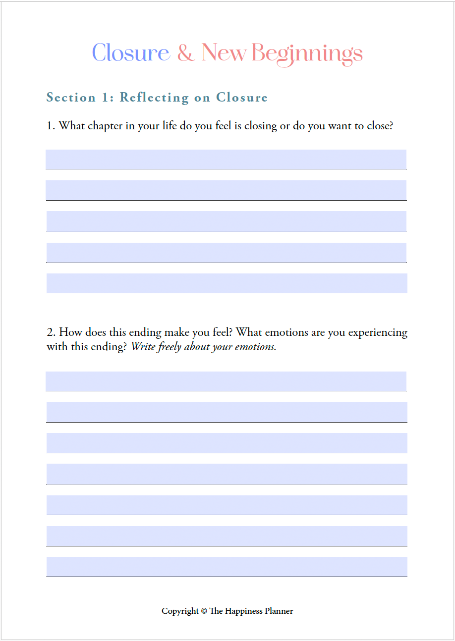Printable: Closure & New Beginnings – The Happiness Planner®