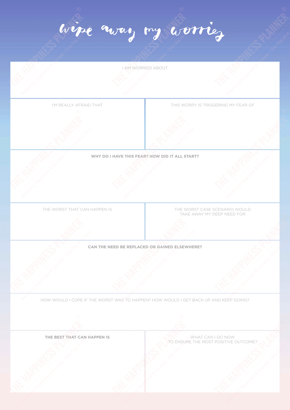 Premium Printables: #Anxiety/Worry – The Happiness Planner®