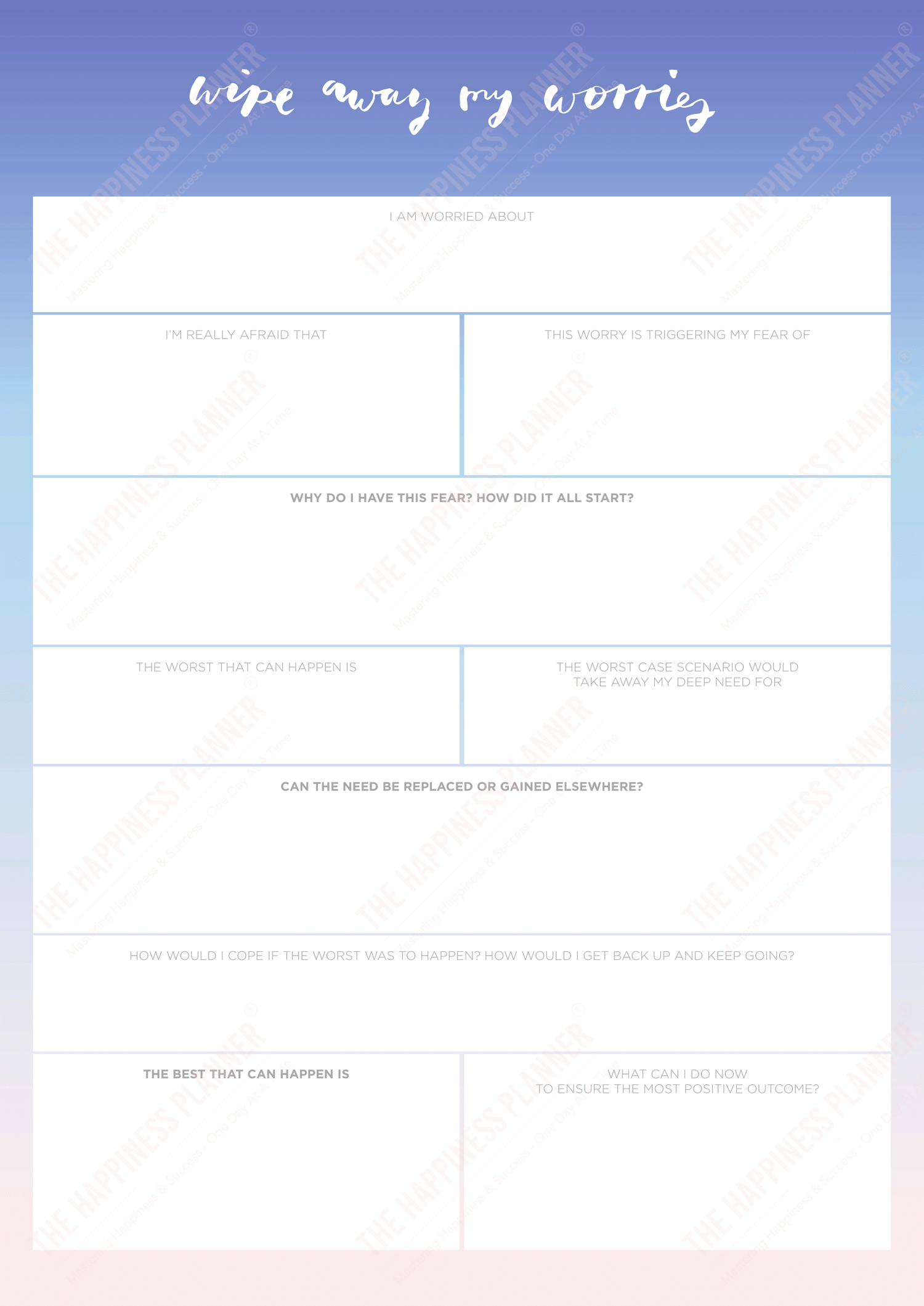 Premium Printables: #Anxiety/Worry – The Happiness Planner®