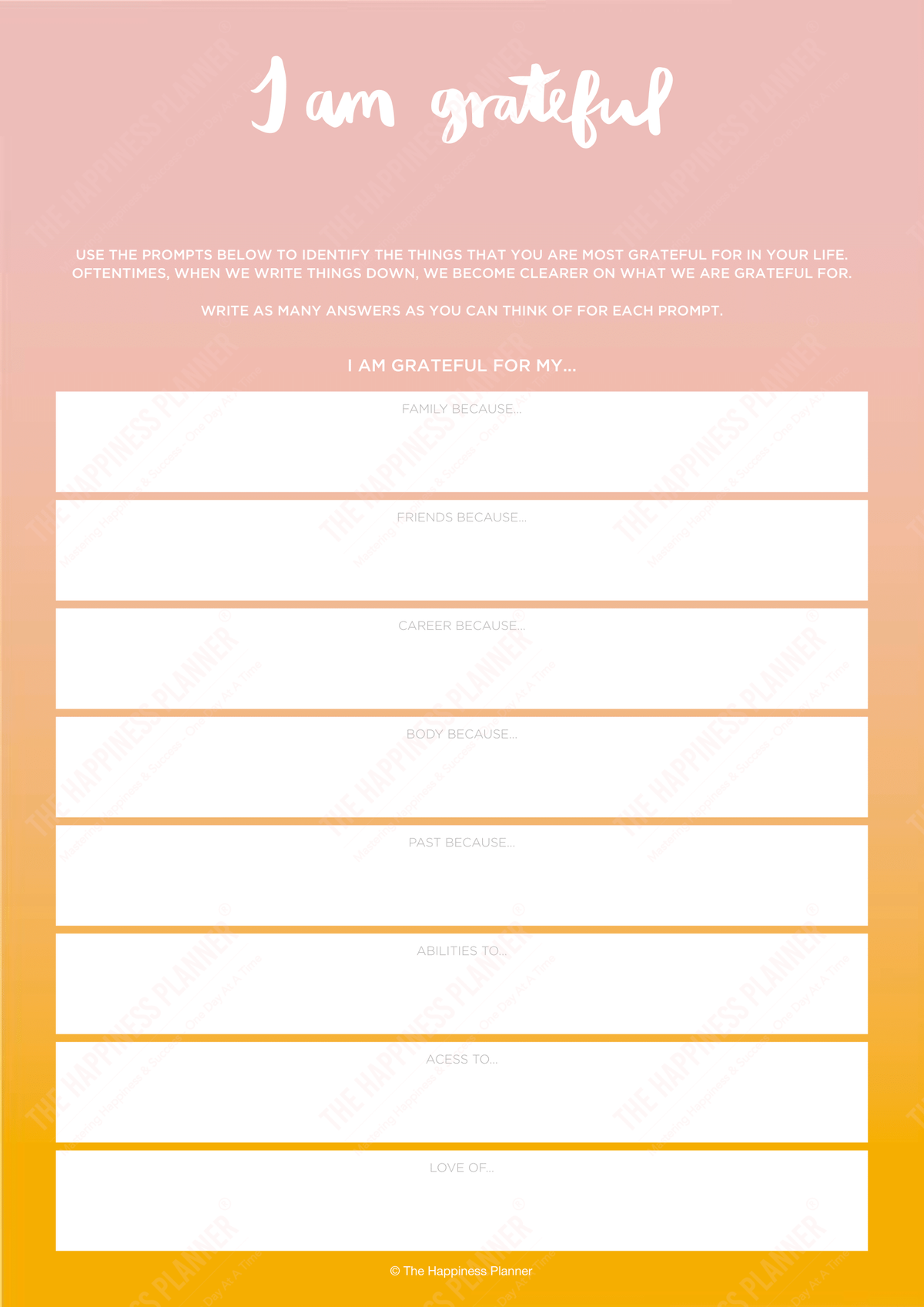 Premium Printables: #Gratitude – The Happiness Planner®